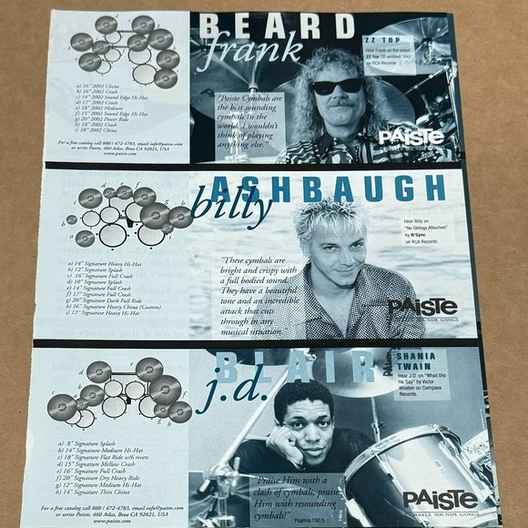 Paiste | Other | Frank Beard Billy Ashbaugh Jd Blair Paiste 200 Vintage ...